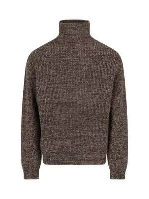 LEMAIRE Heavy Knit Turtleneck Sweater - Brown