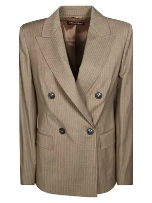 Max Mara Mstumico Chalk-stripe Tailored Jacket - Beige