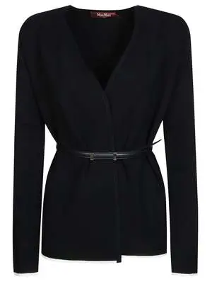 Max Mara Punto Milan Knit Cardigan With Belt - Nero