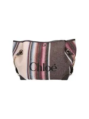 Chloé Striped Tote Bag With Leather Trim - Brown