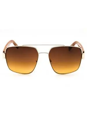 Mcm Rectangular Metal Sunglasses - Light Brown / Gradient Brown