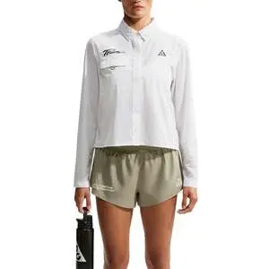 Nike X Aireez Button-up Graphic Trail Shirt 'summit White Black