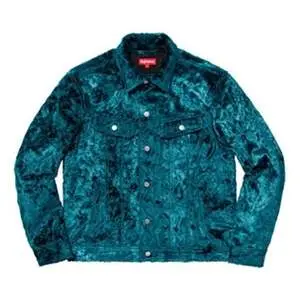 Supreme Fuzzy Pile Trucker Jacket - Teal/black