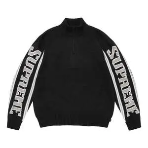 Supreme Fw26 Jacquard Sleeve Half Zip Sweater - Black