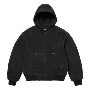 Supreme Fw26 Woven Suede Hooded Work Jacket - Black