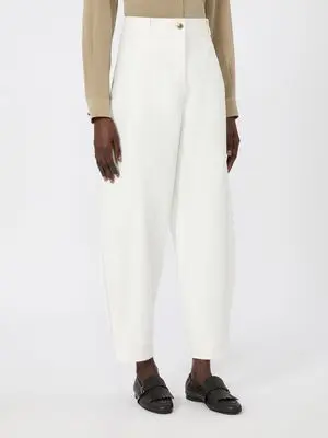 Max Mara Stretch Cotton Canvas Cropped Barrel-leg Trousers