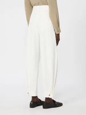 Max Mara Stretch Cotton Canvas Cropped Barrel-leg Trousers
