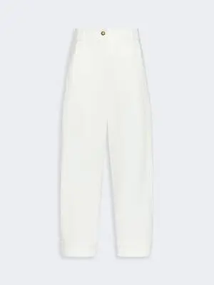 Max Mara Stretch Cotton Canvas Cropped Barrel-leg Trousers