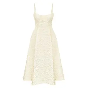 POST MERIDIEM Lemon Jacquard Fitted Corset Bustier Dress