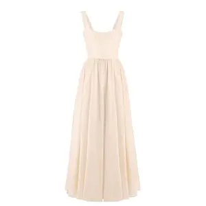 POST MERIDIEM Neutrals Sweetheart Sequined Midi Dress - Beige