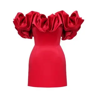POST MERIDIEM Meringue Mini Dress - Red