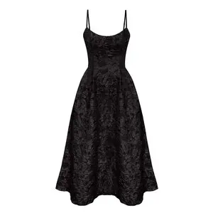 POST MERIDIEM Jacquard Fitted Corset Bustier Dress - Black