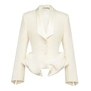POST MERIDIEM Milk Jacket With An Airy Peplum - White