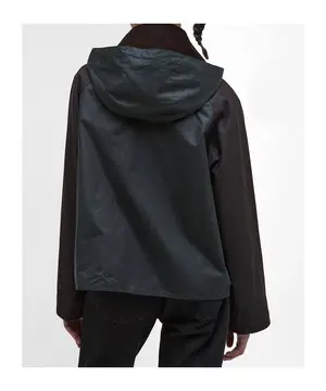 Barbour Reighton Hooded Jacket With Corduroy Collar - Black