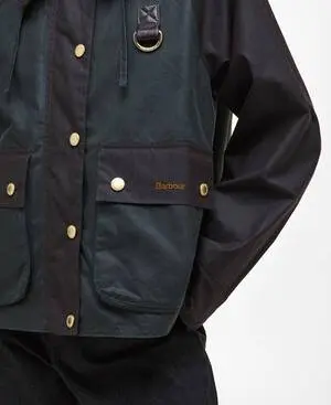 Barbour Reighton Hooded Jacket With Corduroy Collar - Black