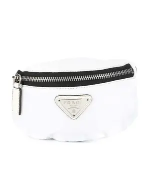 Prada Logo Plaque Wrist Pouch - White
