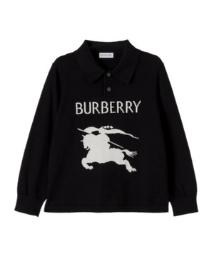 Burberry Jacquard Cotton Polo Sweater - Black