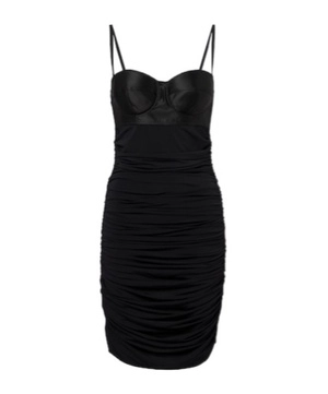 Dolce & Gabbana Ruched Satin Minidress - Black