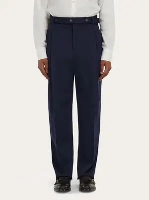 FERRAGAMO Tailored Trouser With Button Detail - Blue