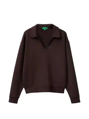 BENETTON Long-sleeve Polo-collar Sweatshirt - Brown