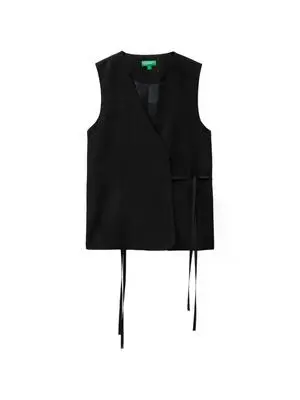 BENETTON Wrap-style Tie-fastening Waistcoat - Black