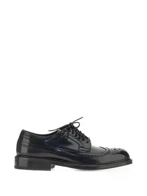 CALCE Brogue-detail Leather Derby Shoes - Black