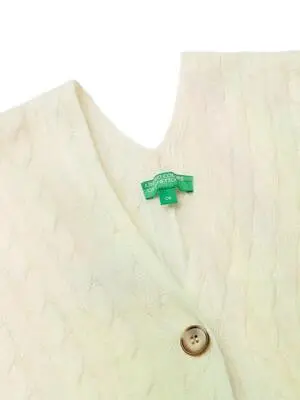 BENETTON Cable-knit Button-up Cape - White