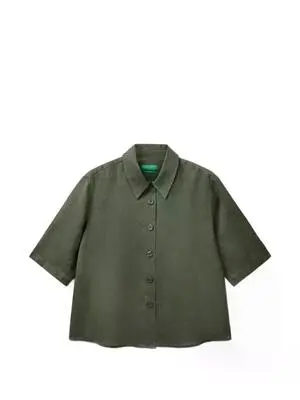 BENETTON Short-sleeved Boxy-fit Shirt - Green