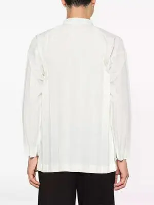 Issey Miyake Pleated Band-collar Shirt - White