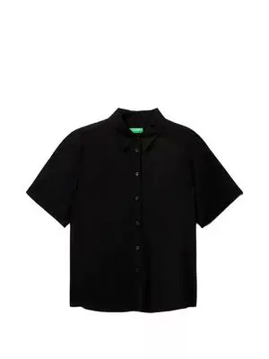 BENETTON Short-sleeve Button-down Shirt - Black