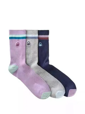 BENETTON Logo Motif Ribbed Socks - Purple