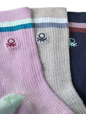 BENETTON Logo Motif Ribbed Socks
