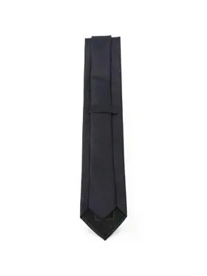 Brioni Herringbone-weave Logo-embroidered Tie - Black