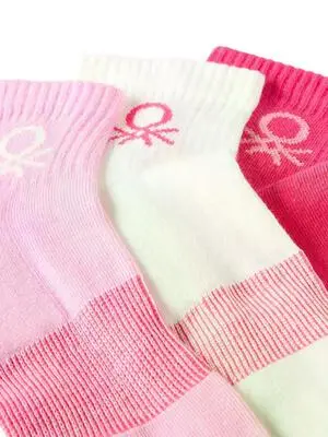 BENETTON Logo-embroidered Knitted Socks - Pink