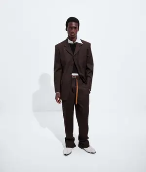Bottega Veneta Wool And Mohair Toile Trousers - Light Wenge Mel