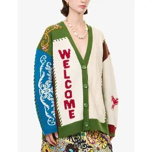 ALEMAIS Lasso Oversized Patchwork Knit Cardigan