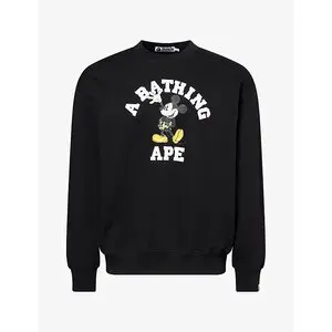 A BATHING APE X Disney Mickey Graphic Cotton-jersey Sweatshirt - Black