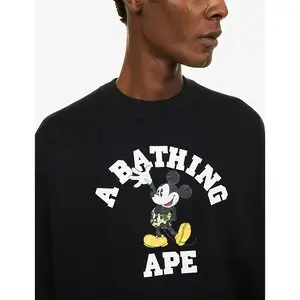 A BATHING APE X Disney Mickey Graphic Cotton-jersey Sweatshirt