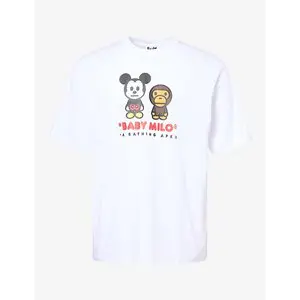 A BATHING APE X Disney Baby Milo Mickey Graphic Cotton-jersey T-shirt - White