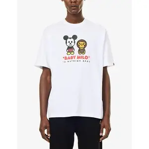 A BATHING APE X Disney Baby Milo Mickey Graphic Cotton-jersey T-shirt - White