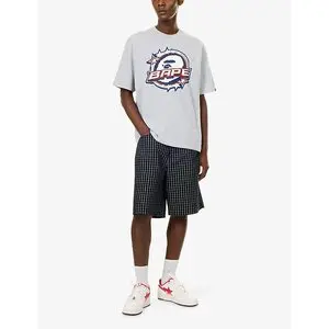 A BATHING APE Twin Sta Logo Relaxed Graphic Cotton-jersey T-shirt - Grey