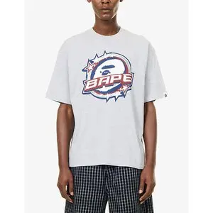 A BATHING APE Twin Sta Logo Relaxed Graphic Cotton-jersey T-shirt - Grey
