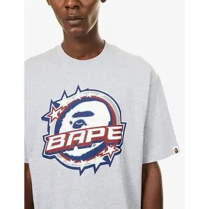 A BATHING APE Twin Sta Logo Relaxed Graphic Cotton-jersey T-shirt - Grey