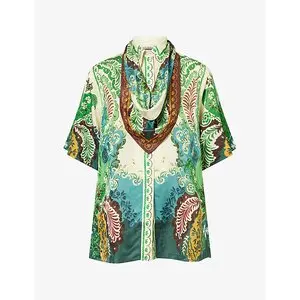 ALEMAIS Florence Scarf Jacquard Satin Shirt - Multi