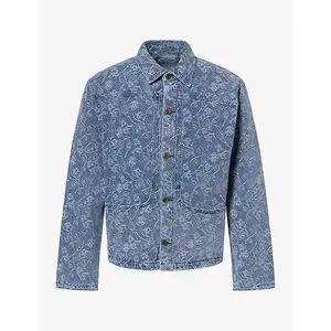 HONOR THE GIFT Floral Utility Denim Jacket - Light Indigo
