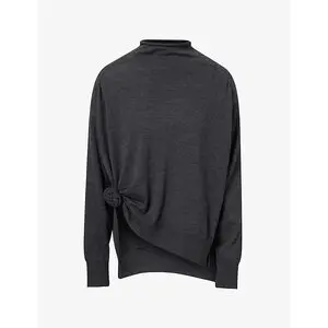 Magda Butrym Floral-trim Wool Jumper - Grey