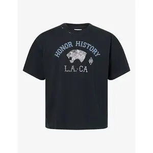 HONOR THE GIFT Honor History Distressed Graphic Cotton-jersey T-shirt Xxl - Black