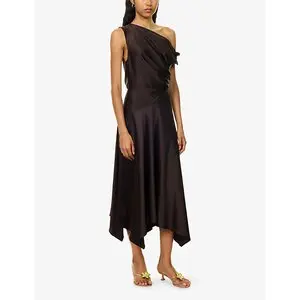 Staud Portia Asymmetric Silk Dress