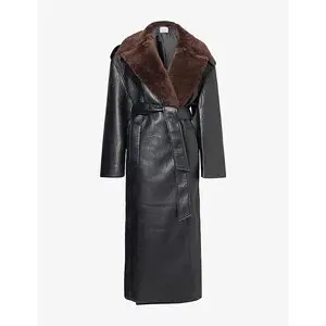 THE FRANKIE SHOP Edra Belted Faux-leather Trench Coat - Black