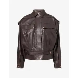 Magda Butrym Belted Patch-pocket Leather Jacket